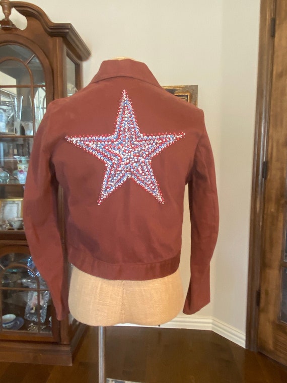 Vintage 1970s Sequin Star Corduroy full zip ippie dis… - Gem