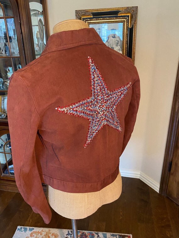 Vintage 1970s Sequin Star Corduroy full zip ippie dis… - Gem