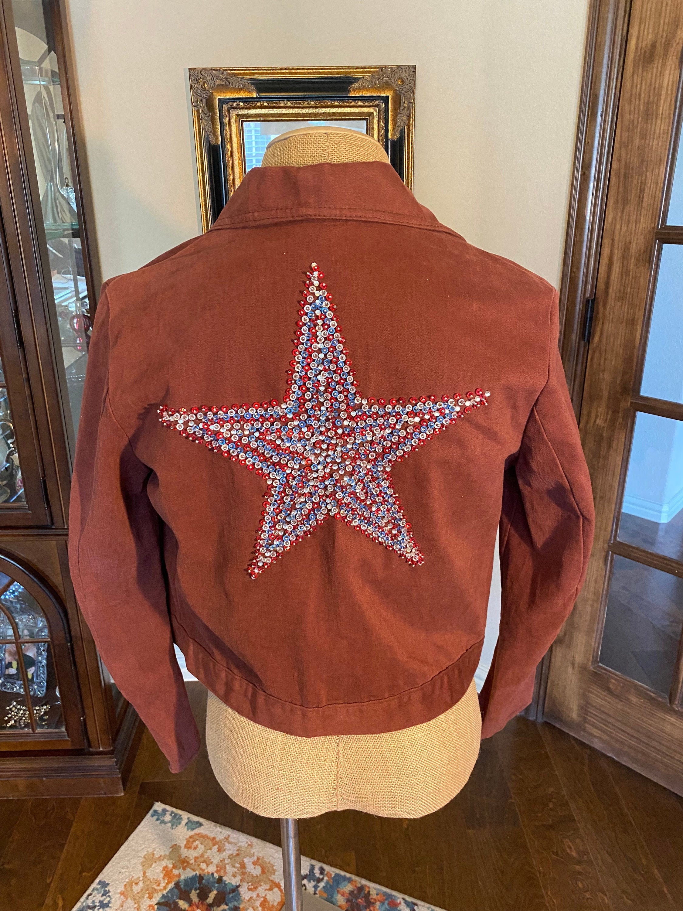 Vintage 1970s Sequin Star Corduroy Full Zip Ippie Disco Rock N Roll ...