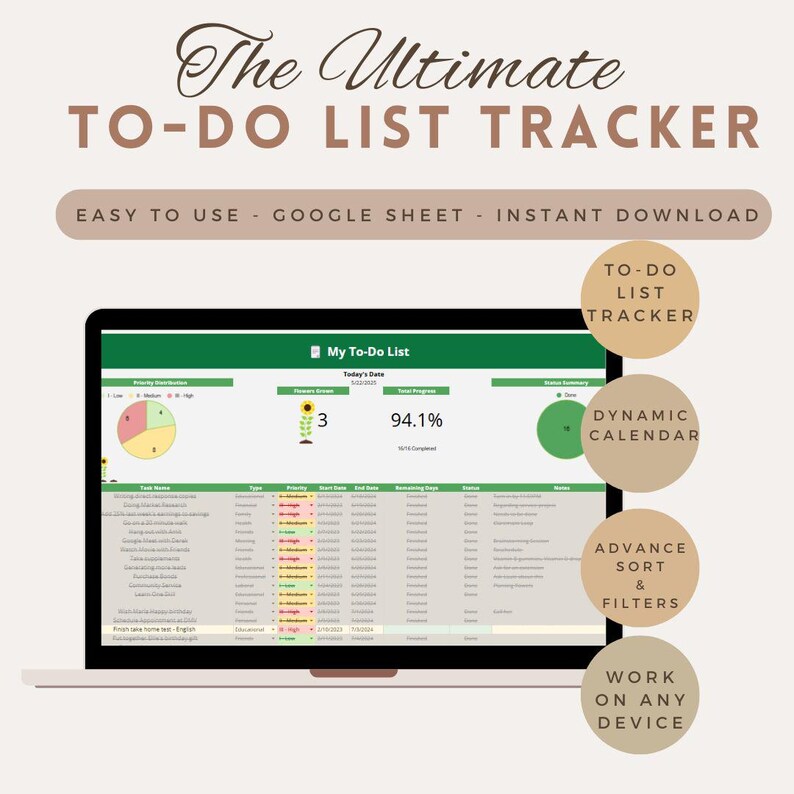 Ultimate To-do List Tracker Printable | Minimalist Daily Planner PDF ...