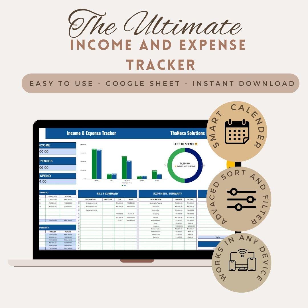 The Ultimate Expense & Income Tracker | Digital Budget Planner ...
