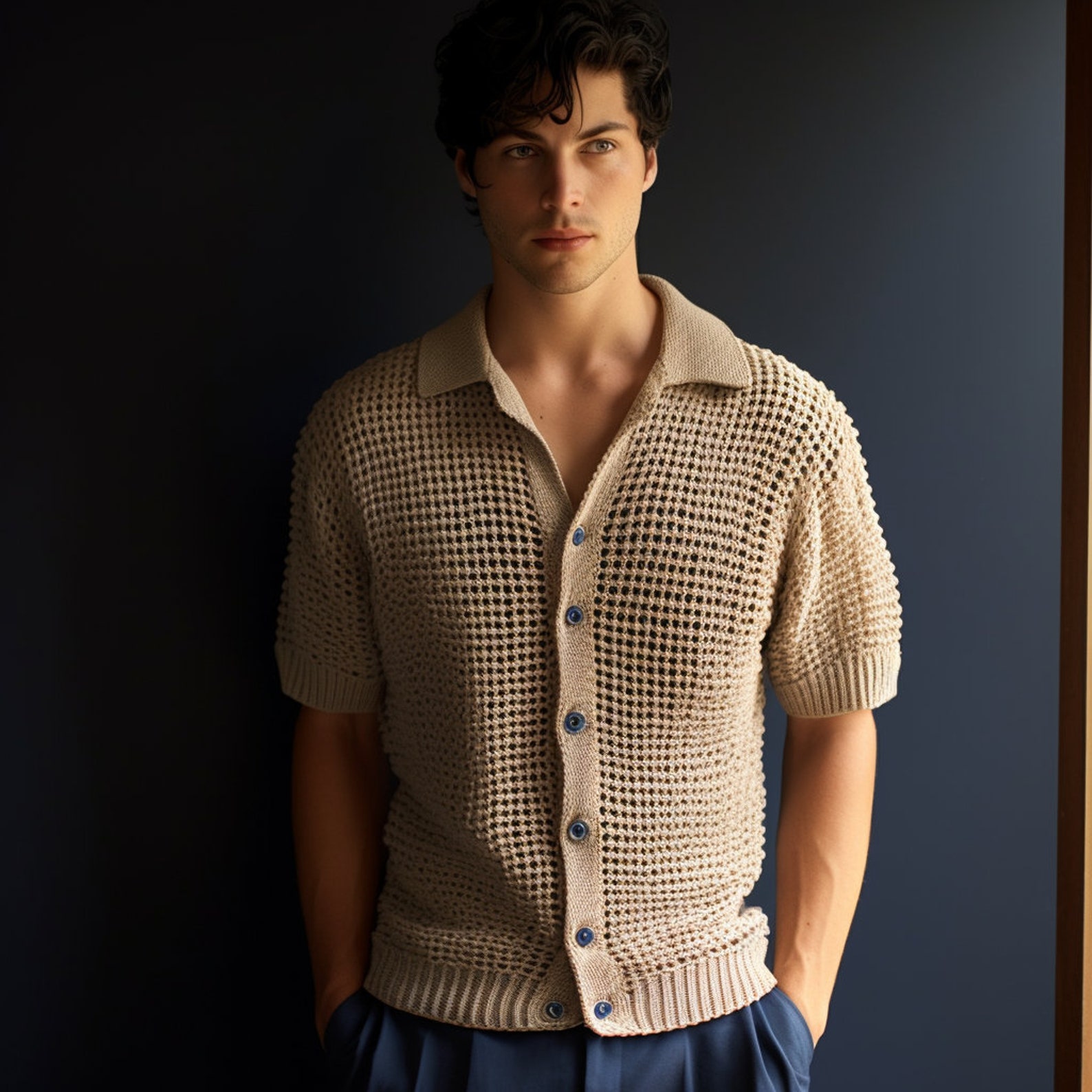 Knit Men Shirt Crochet Shirt Stockholm Style Shirt Handknit - Etsy