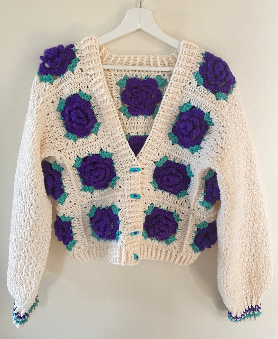 Crochet Rose Cardigan Rose Jacket Valentine Gift Cardigan - Etsy