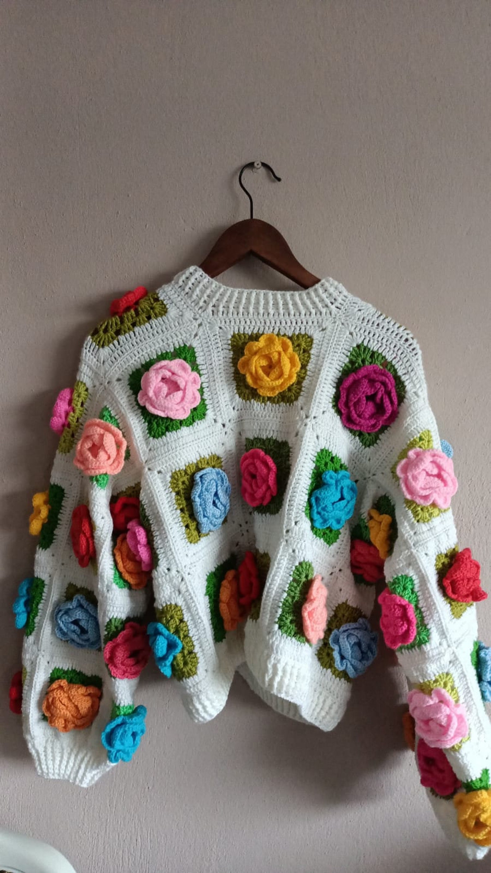 3D Rose Cardigan Crochet Rose Cardigan Crochet Cardigan - Etsy