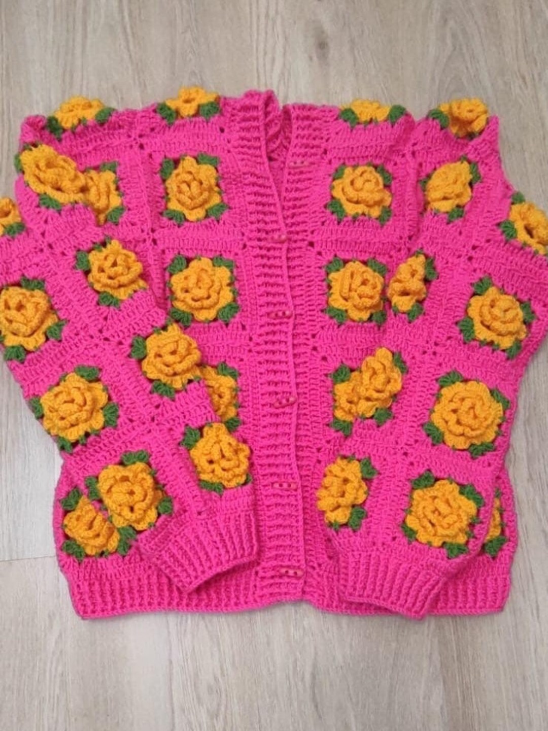 3D Rose Cardigan, Crochet Rose Cardigan, Crochet Cardigan, Handmade ...