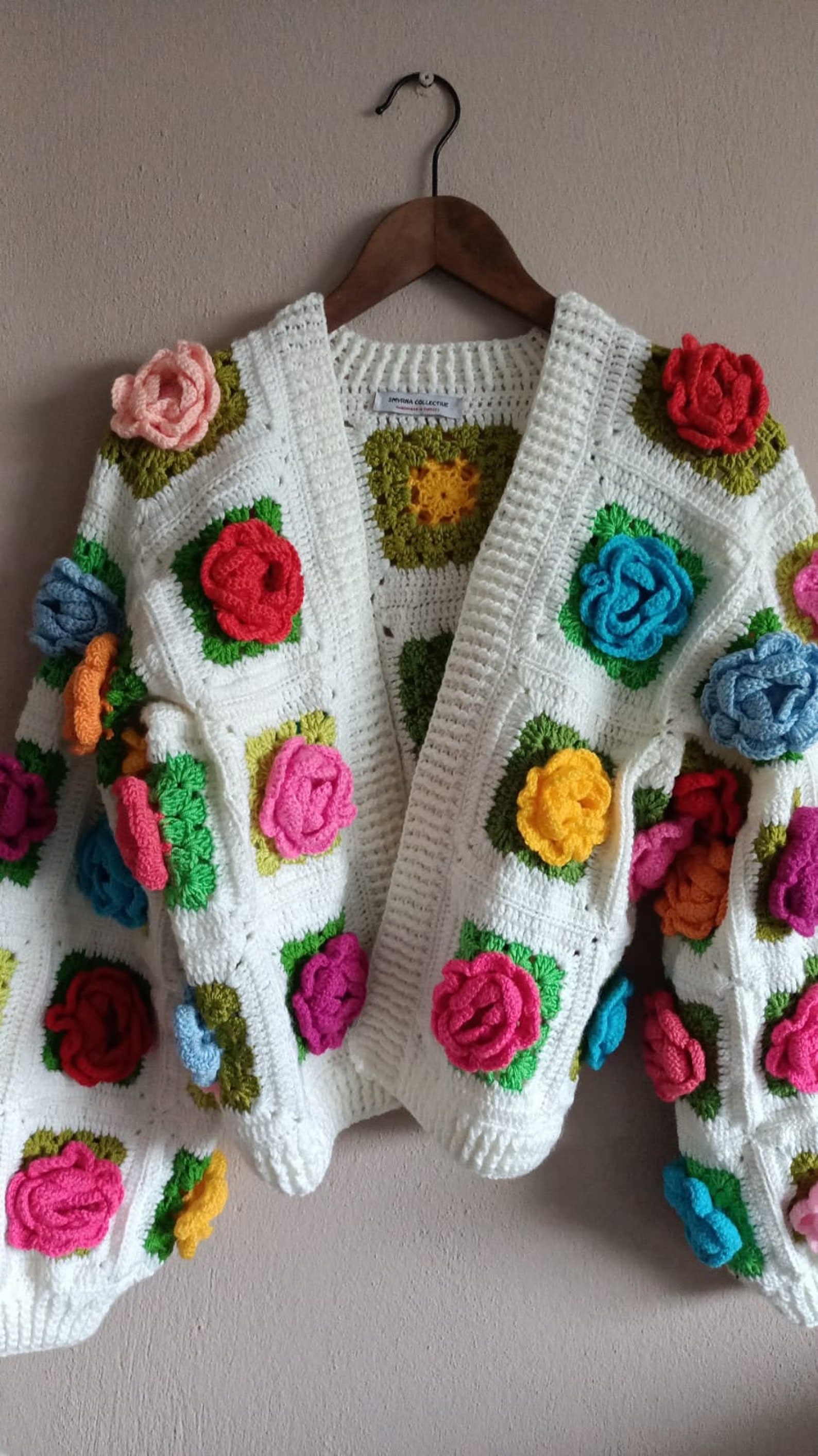 3D Rose Cardigan Crochet Rose Cardigan Crochet Cardigan - Etsy