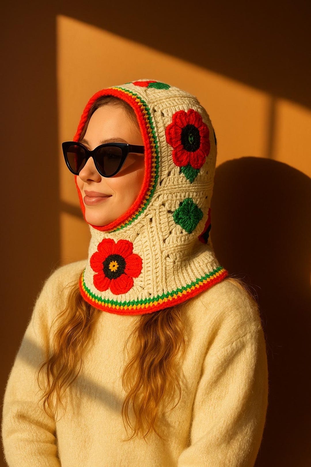 Floral Balaclava, Crochet Balaclava, Handmade Balaclava, Winter ...