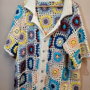 Crochet Shirt, Granny Square Shirt, Men's Shirt, Handmade Shirt ...