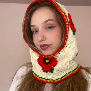 Floral Balaclava, Crochet Balaclava, Handmade Balaclava, Winter ...