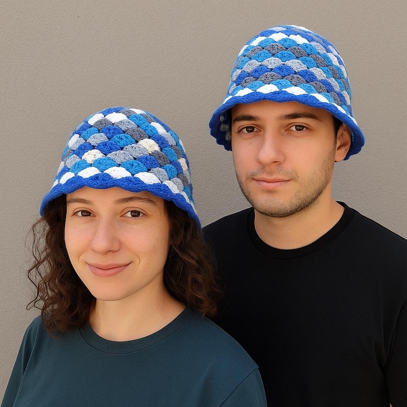 Multicolor Crochet Bucket Hat: Handmade Cotton Knit - Etsy
