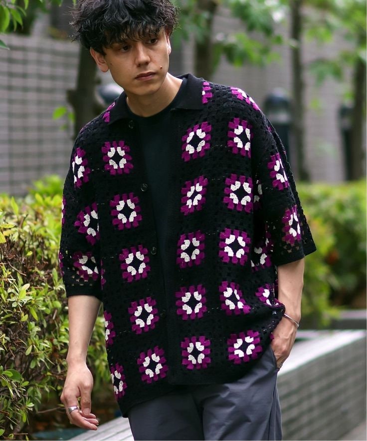 Crochet Shirt Granny Square Shirt Men's Shirt Handmade - Etsy