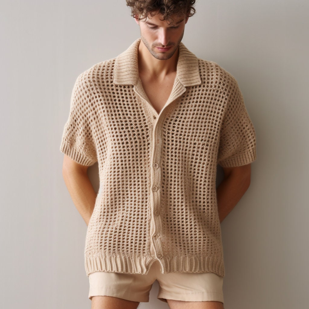 Knit Men Shirt Crochet Shirt Stockholm Style Shirt Handknit - Etsy