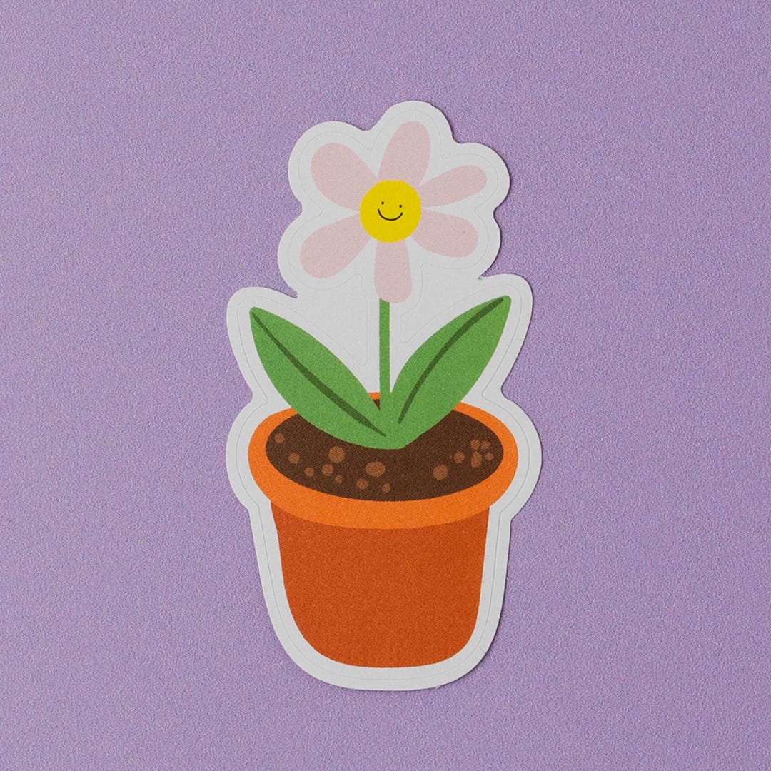 Smiley Plant Die-cut Paper Sticker Sustainable Uk-made Jumbo Decal for ...