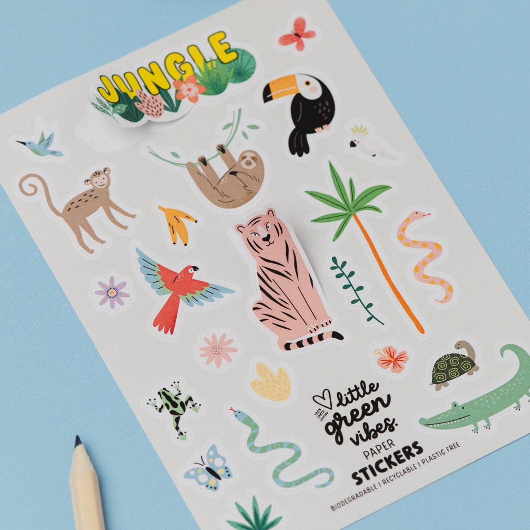 Jungle Animals Sticker Set for Kids: Kids' Party Bag Fillers, Sticker ...