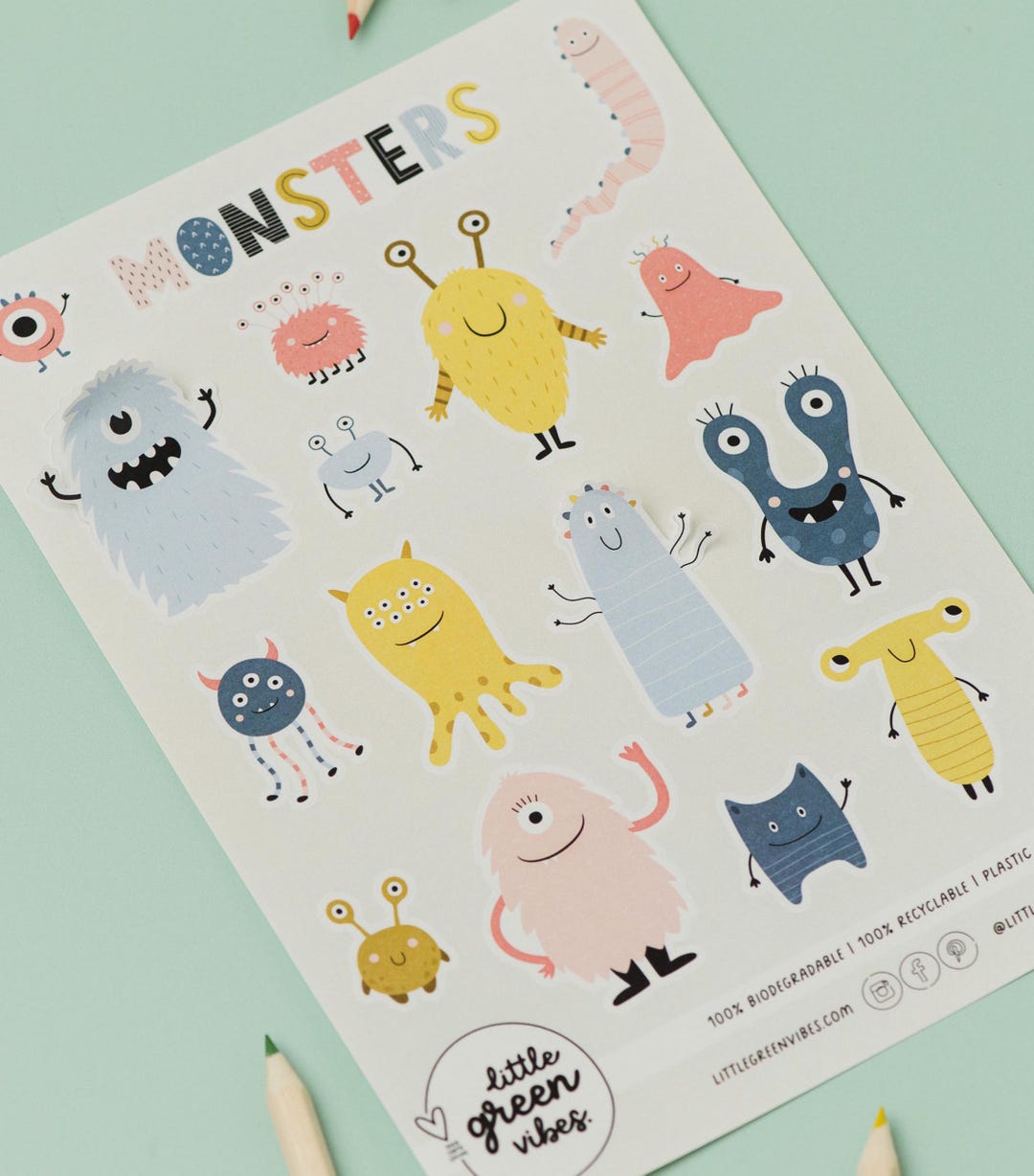 Eco-friendly Monster Kids Sticker Sheets: Party Favors, Rewards & Fun ...