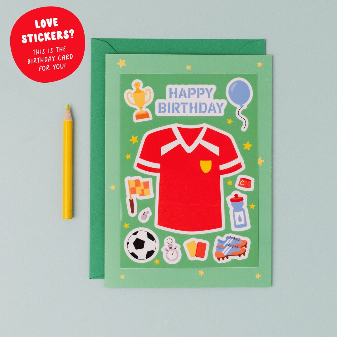 Football Birthday Card Sticker Colouring Activity Unique & Creative Kid ...