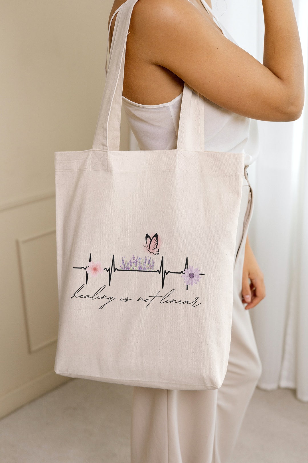 Tote Bag Healing is Not Linear Tote Bag Mental Health Bag - Etsy