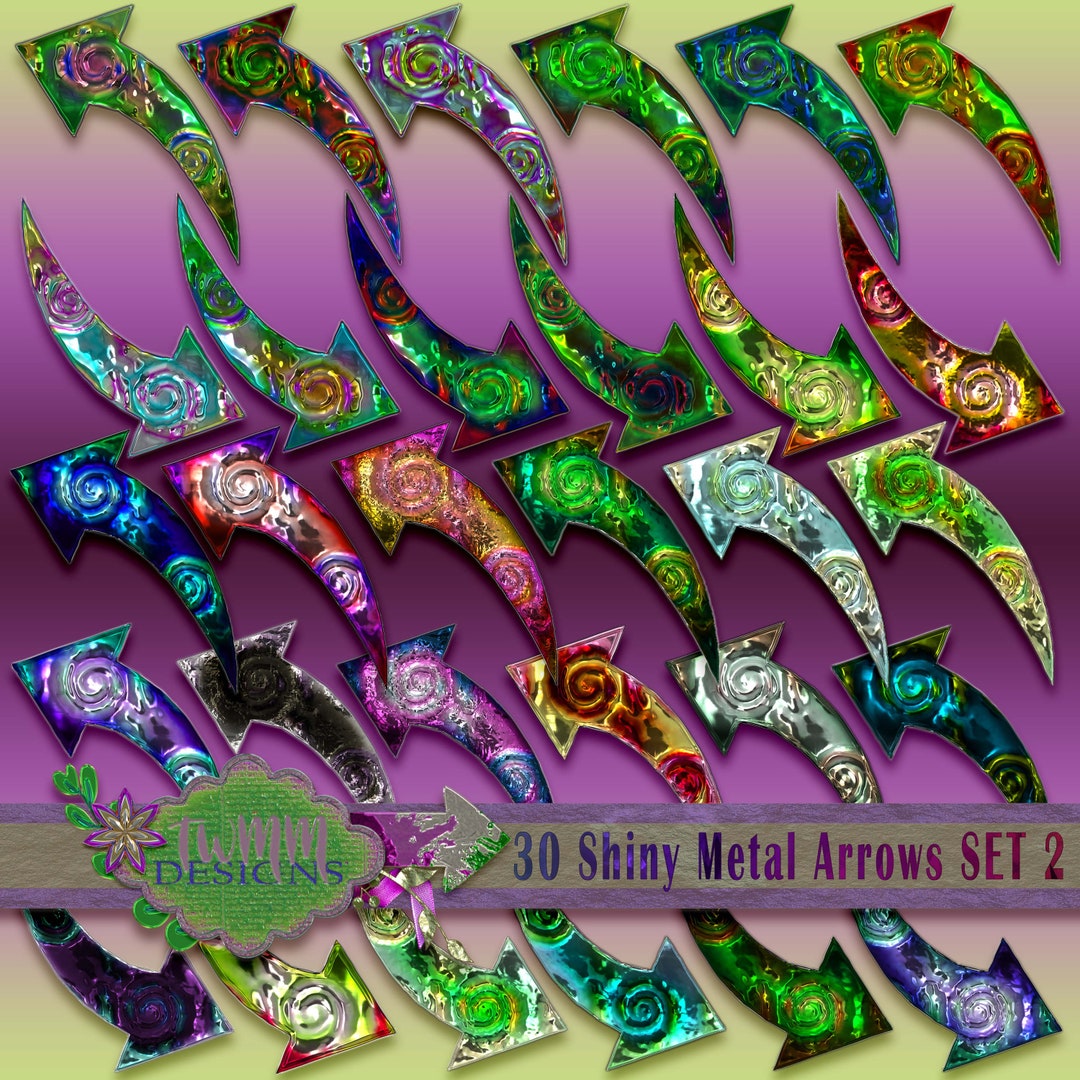 Shiny Chrome Arrows: Swirl Pattern PNG Graphics (set 2) - Etsy UK
