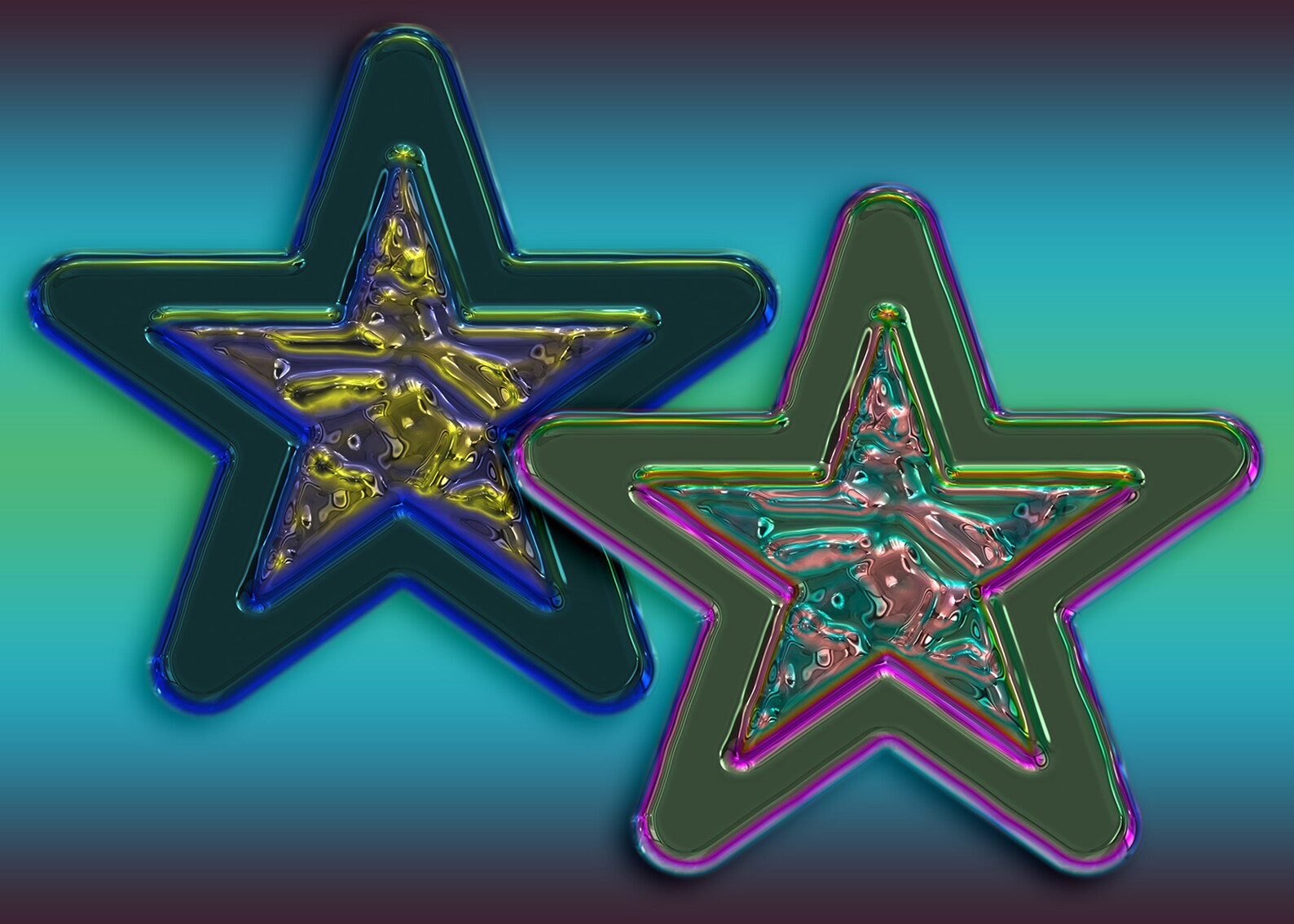 20 Digital 3D Colorful Metallic CHROME STARS Set 2 Saved at 300DPI Pngs ...