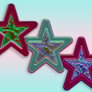 20 Digital 3D Colorful Metallic CHROME STARS - Set 1 Saved at 300DPI ...