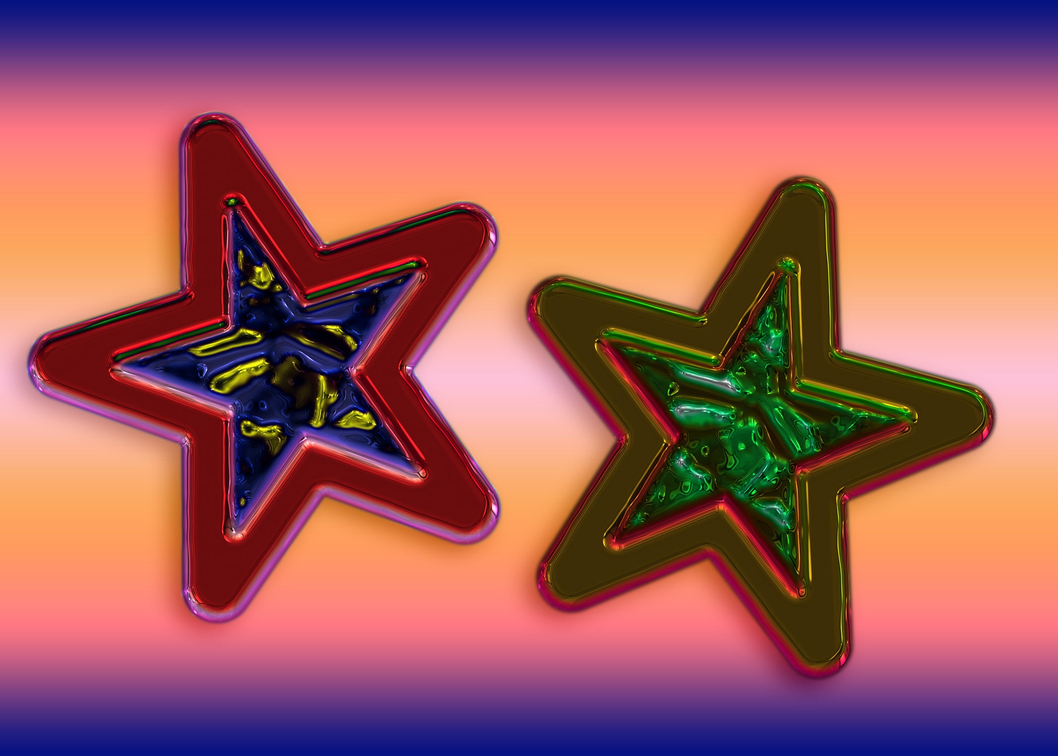 20 Digital 3D Colorful Metallic CHROME STARS Set 1 Saved at - Etsy