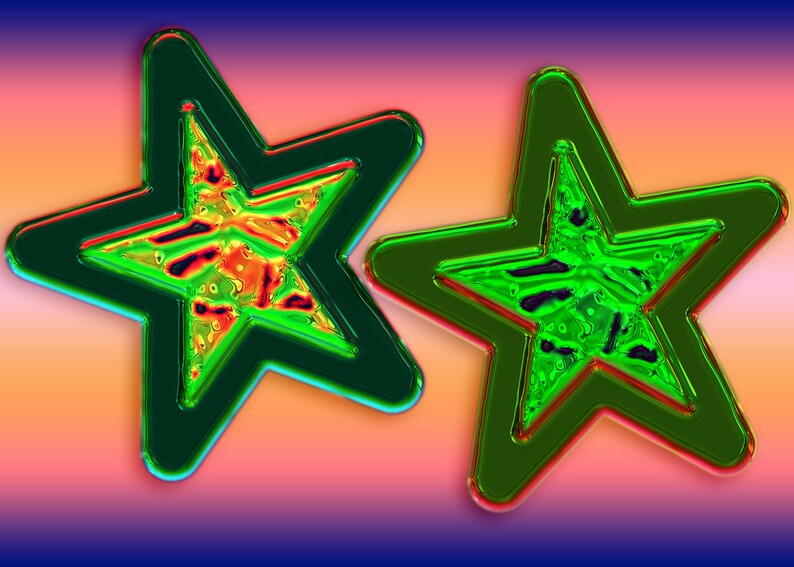 20 Digital 3D Colorful Metallic CHROME STARS - Set 1 Saved at 300DPI ...