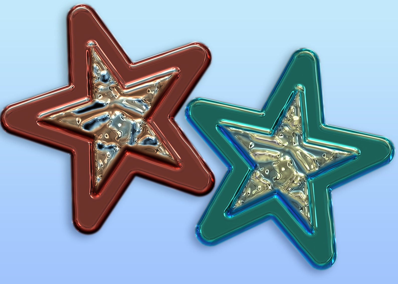 20 Digital 3D Colorful Metallic CHROME STARS Set 1 Saved at - Etsy