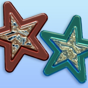 20 Digital 3D Colorful Metallic CHROME STARS - Set 1 Saved at 300DPI ...