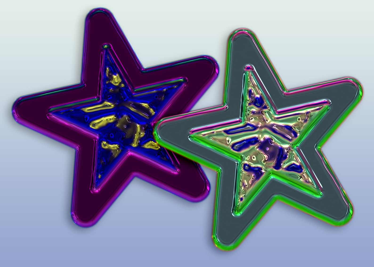 20 Digital 3D Colorful Metallic CHROME STARS Set 1 Saved at - Etsy