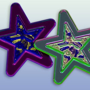 20 Digital 3D Colorful Metallic CHROME STARS - Set 1 Saved at 300DPI ...