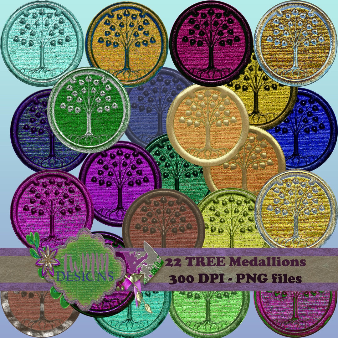 Tree of Life Medallions: 3D Metal Look PNG Files (digital Download) - Etsy