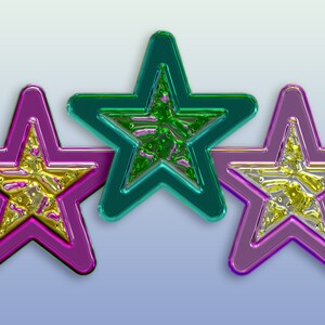 20 Digital 3D Colorful Metallic CHROME STARS Set 1 Saved at - Etsy