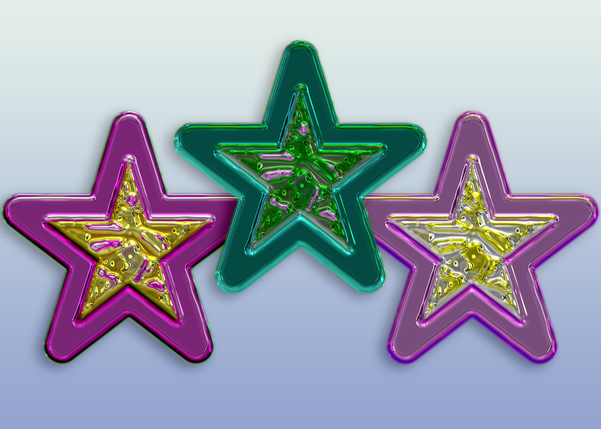 20 Digital 3D Colorful Metallic CHROME STARS - Set 1 Saved at 300DPI ...
