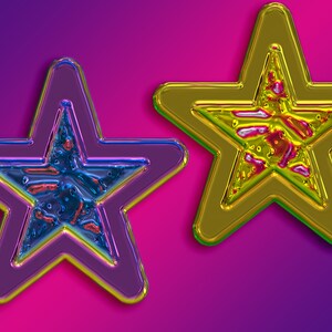 20 Digital 3D Colorful Metallic CHROME STARS - Set 1 Saved at 300DPI ...