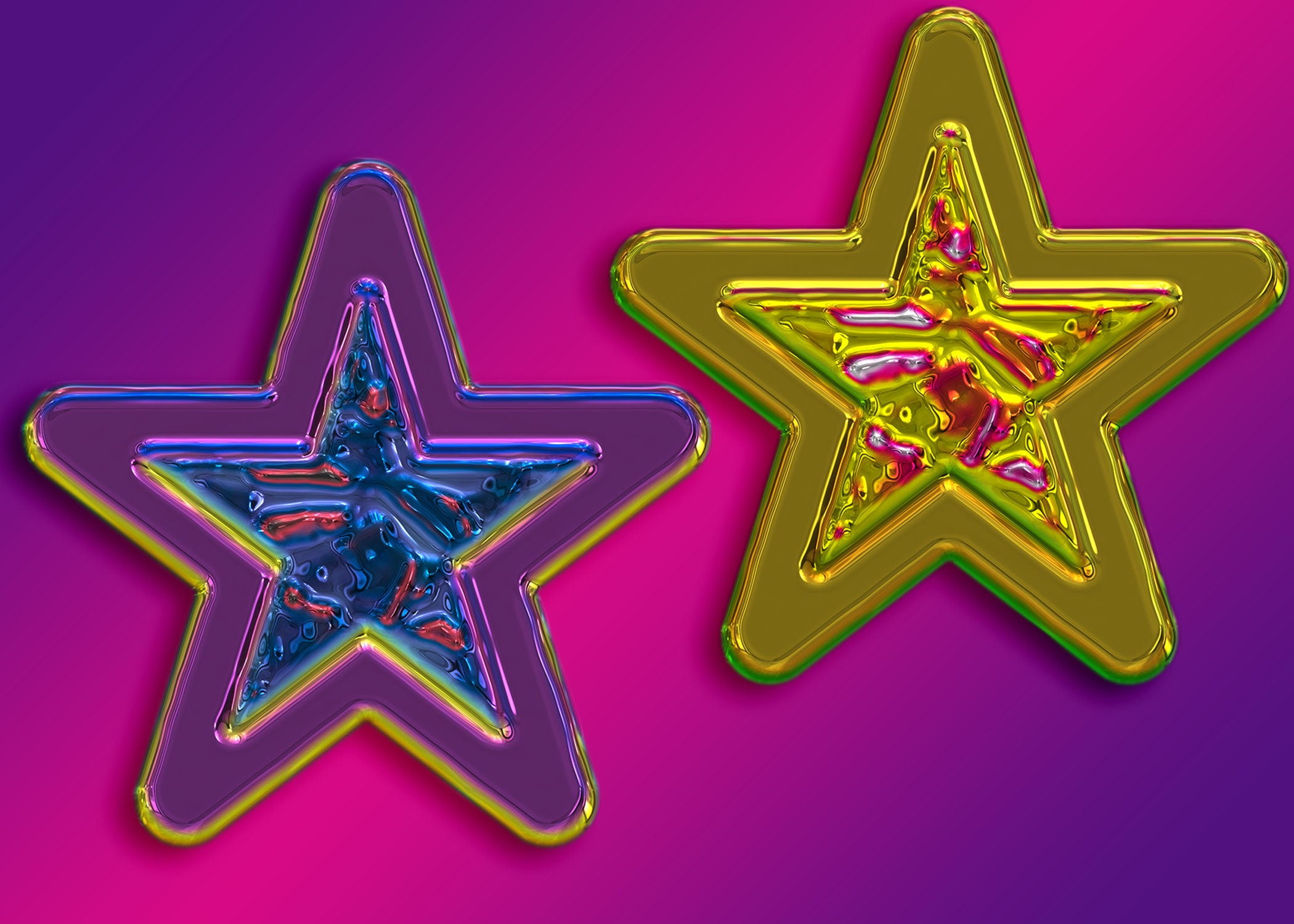 20 Digital 3D Colorful Metallic CHROME STARS - Set 1 Saved at 300DPI ...