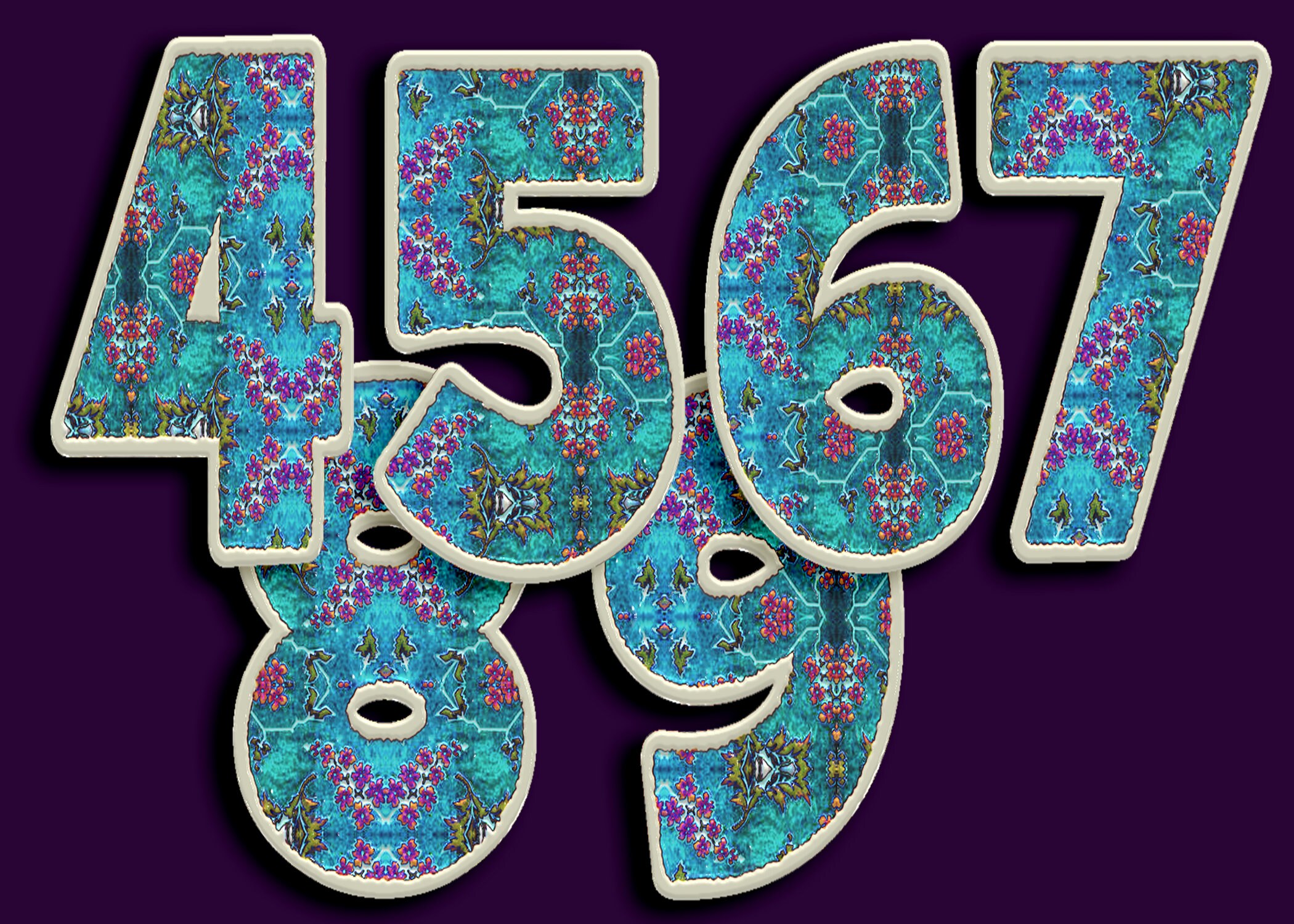 3D Glazed Alpha - Blue Floral Pattern and Texture on a White Ceramic ...