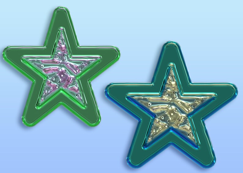 20 Digital 3D Colorful Metallic CHROME STARS - Set 1 Saved at 300DPI ...