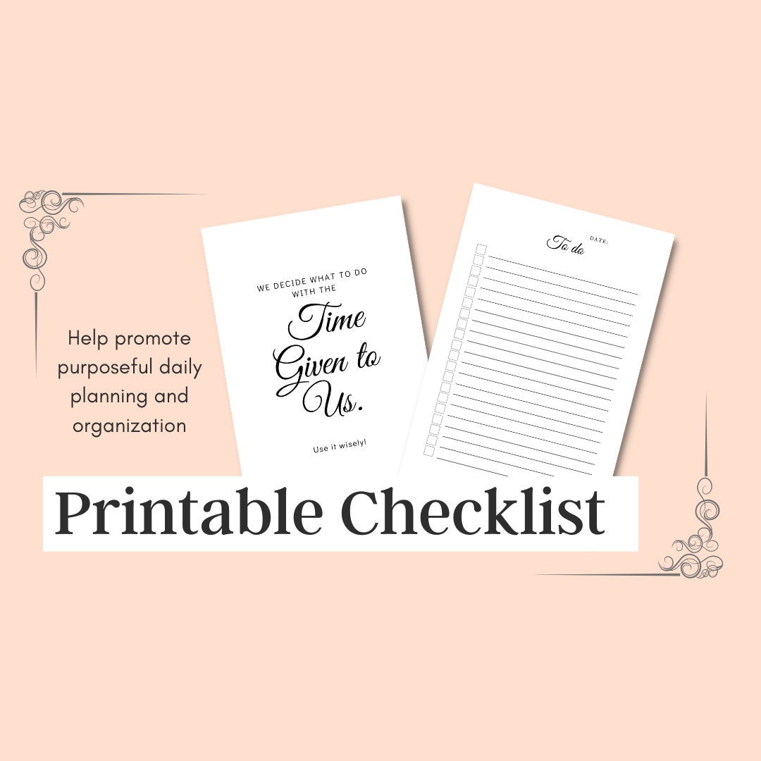 Elegant Printable To-do List: Daily Planner Checklist (PDF) - Etsy
