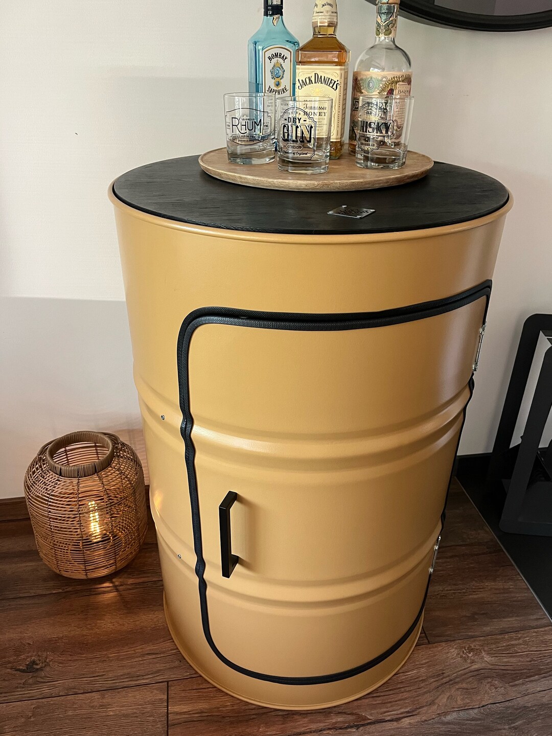 Barrel Barrel Baril Cabinet Loft Industrial étagère Wooden Table Coffee ...