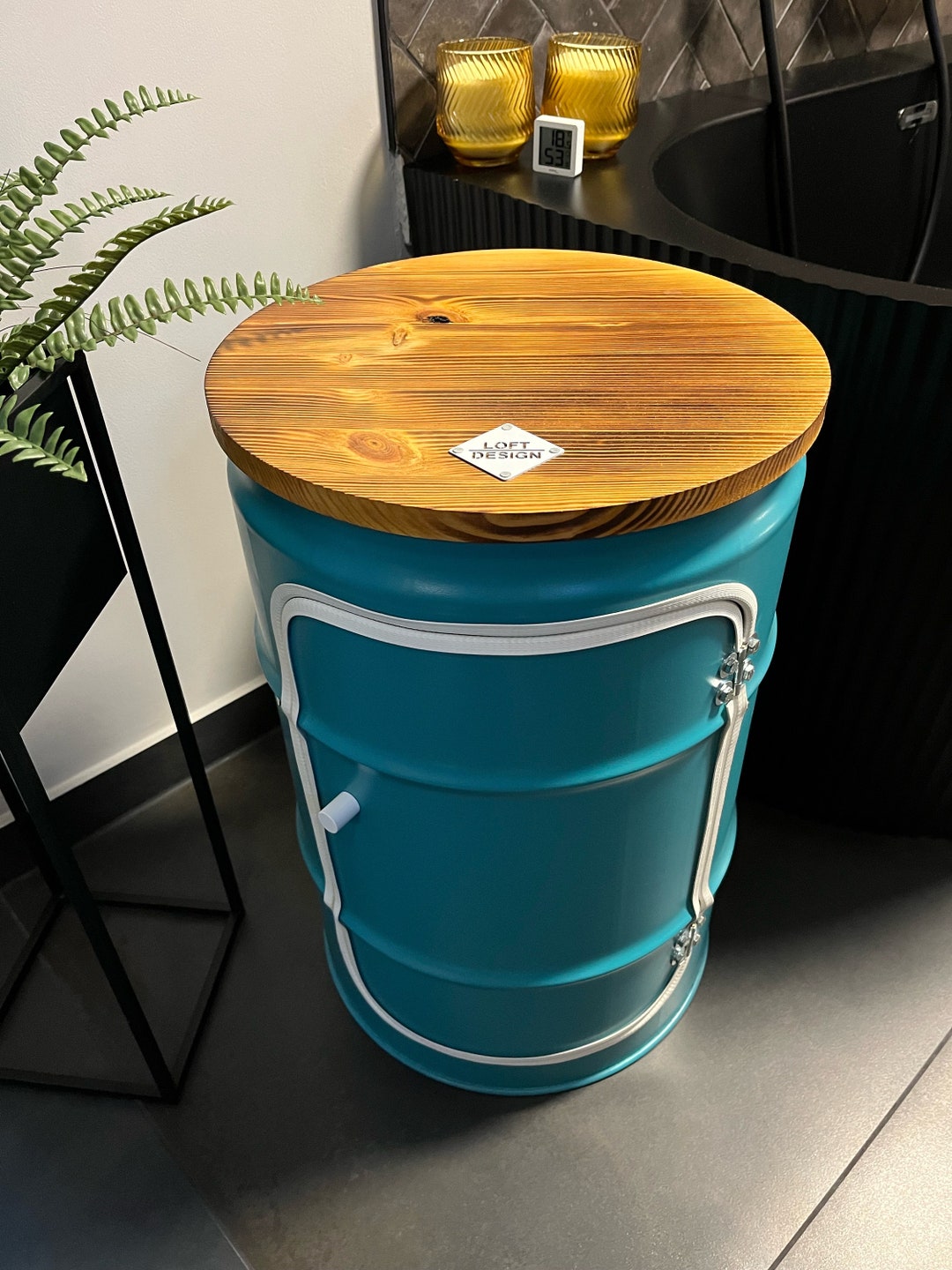 Barrel Barrel Baril Cabinet loft étagère table en bois table basse ...