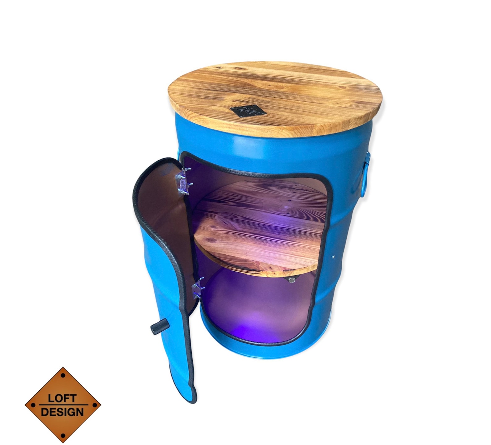 Unique Oil Drum Side Table With Wooden Boards, Usable as a Bedside ...