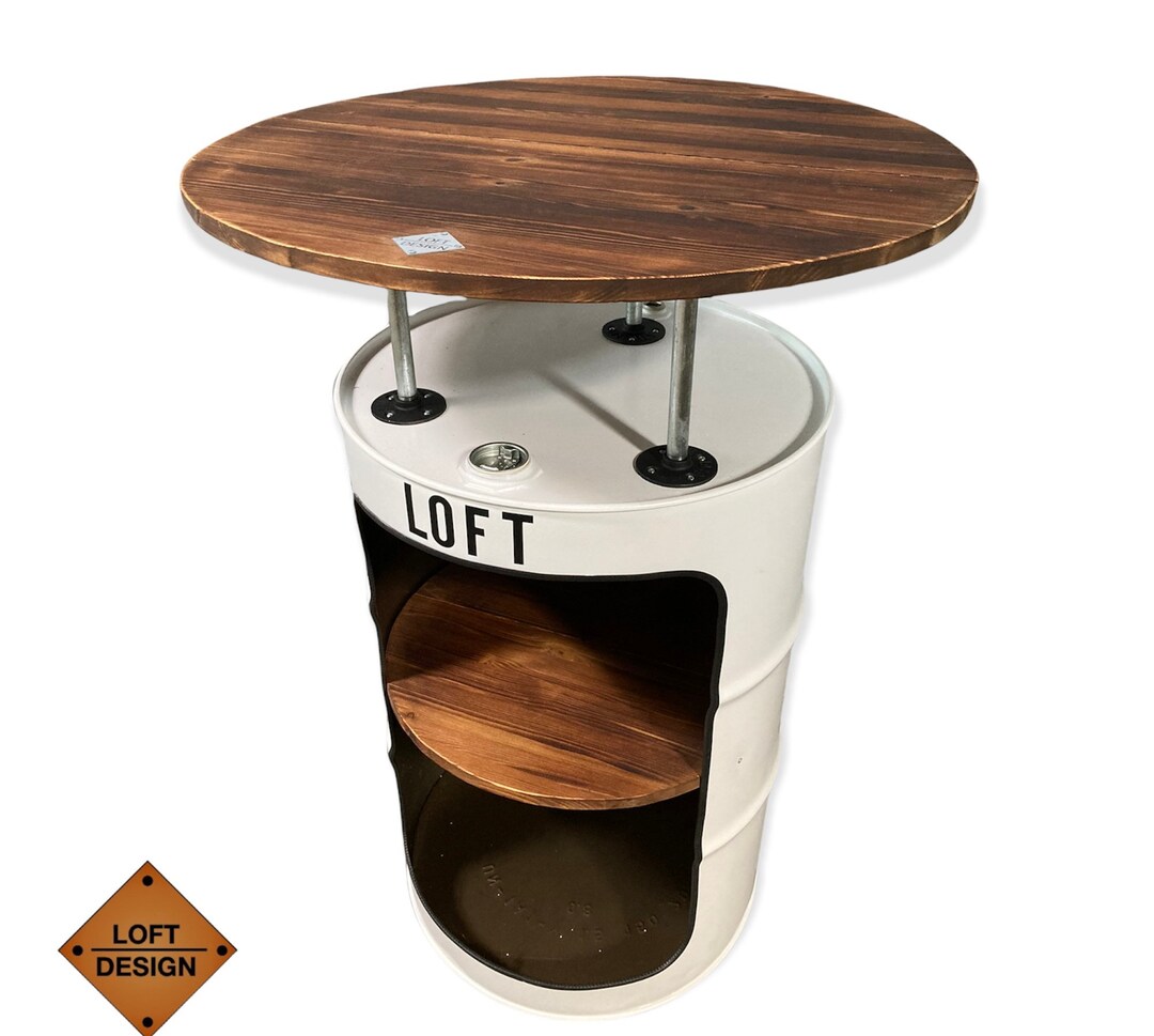Barrel Barrel Baril Cabinet Loft Industrial étagère Wooden Table Coffee ...