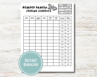 Weekly Bearded Dragon Feeding Chart - Etsy
