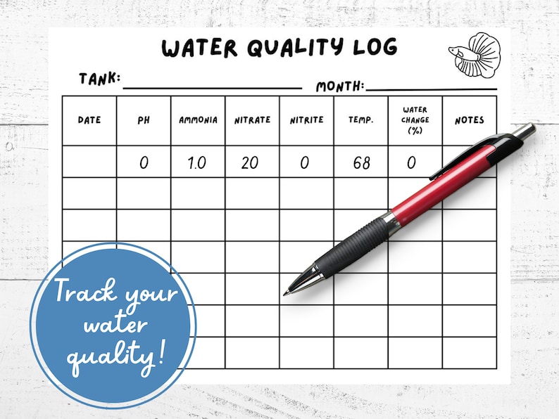 Fish Tank Water Quality Log/tracker - Etsy