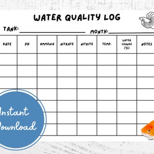 Fish Tank Water Quality Log/tracker - Etsy