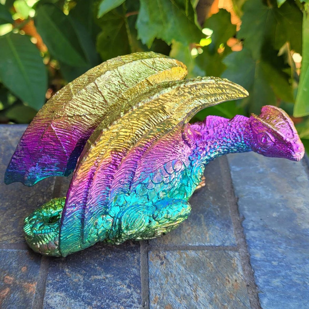 Large Bismuth Dragon Sculpture in Rainbow, Made by the Bismuth Smith ...