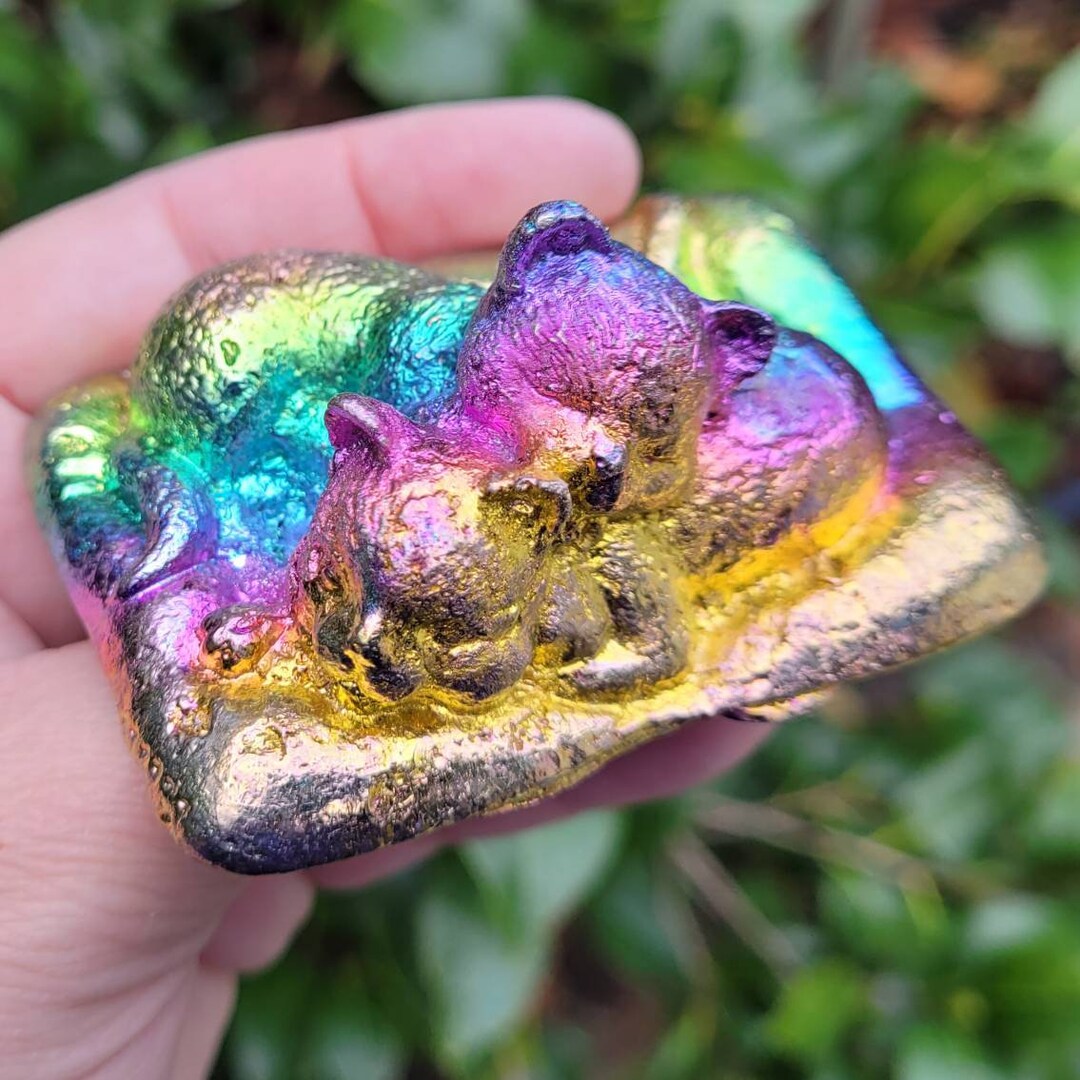 Bismuth Laying Cat Pair in Rainbow, Made by the Bismuth Smith - Etsy