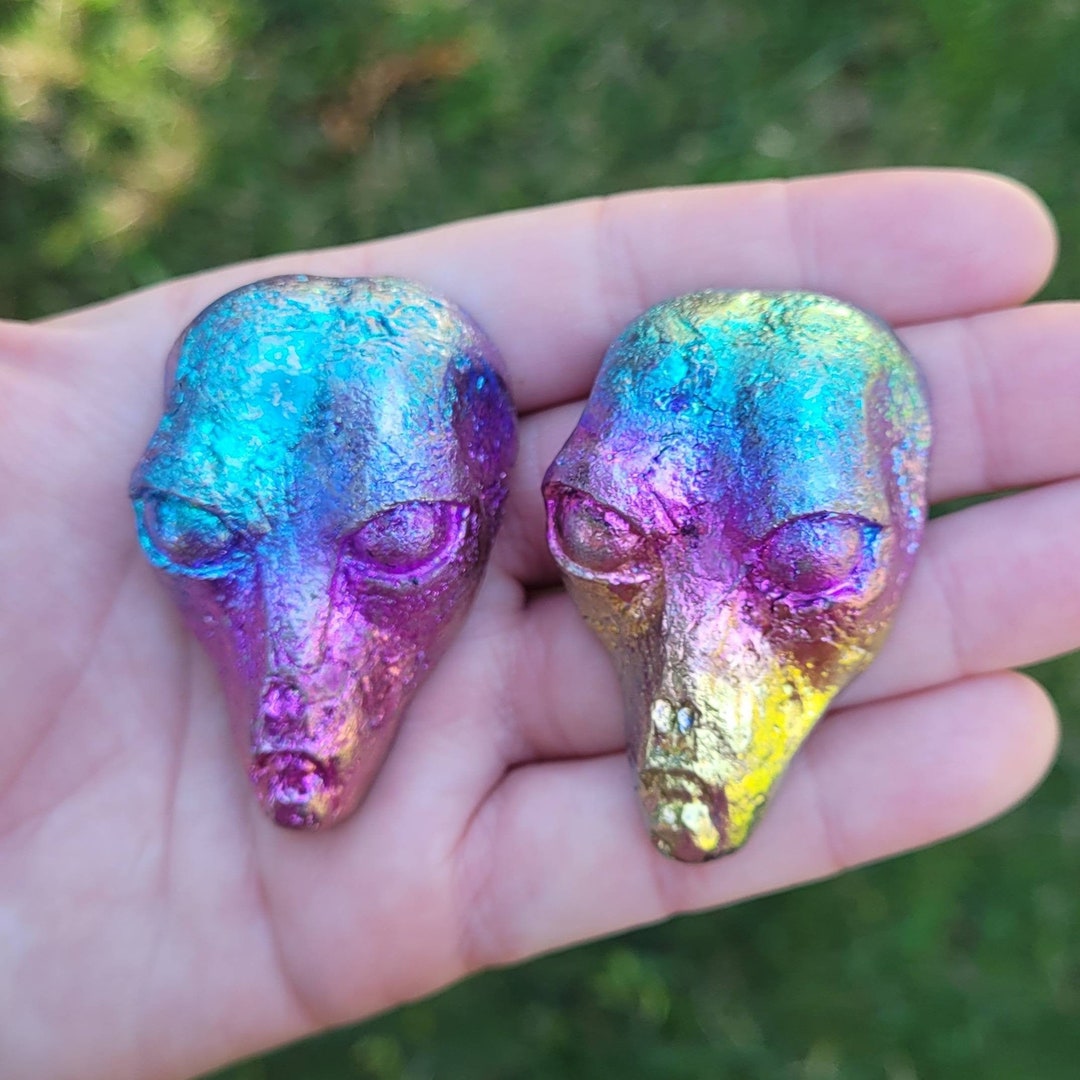Rainbow or Purple/blue Bismuth Alien, Made by the Bismuth Smith - Etsy