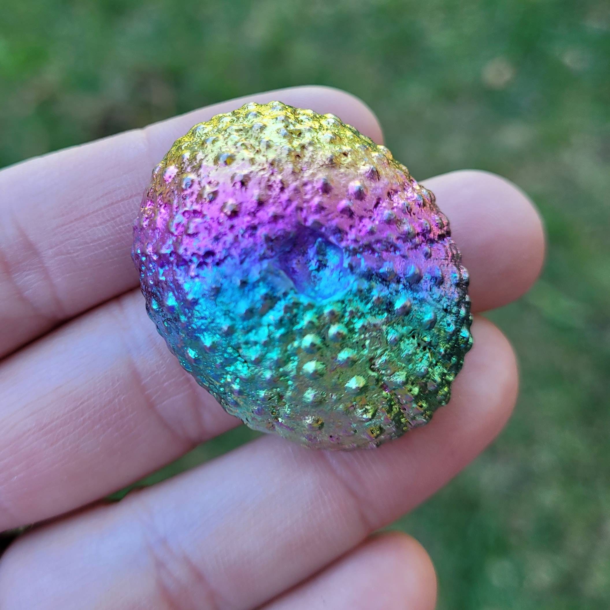 Bismuth Sea Urchin Sculpture in Rainbow Made by the Bismuth - Etsy