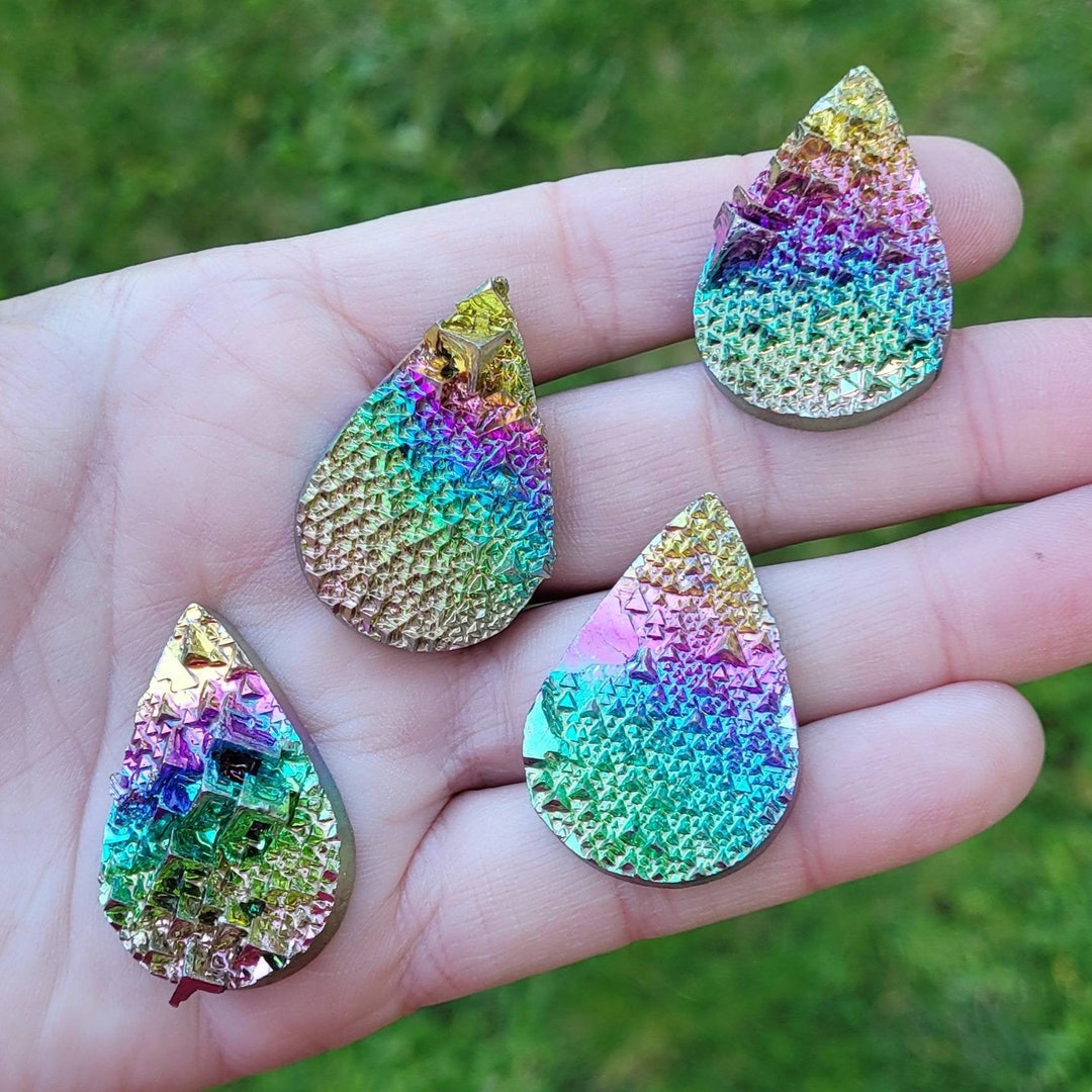 Rainbow Bismuth Teardrop Shaped Cut, Made by the Bismuth Smith - Etsy